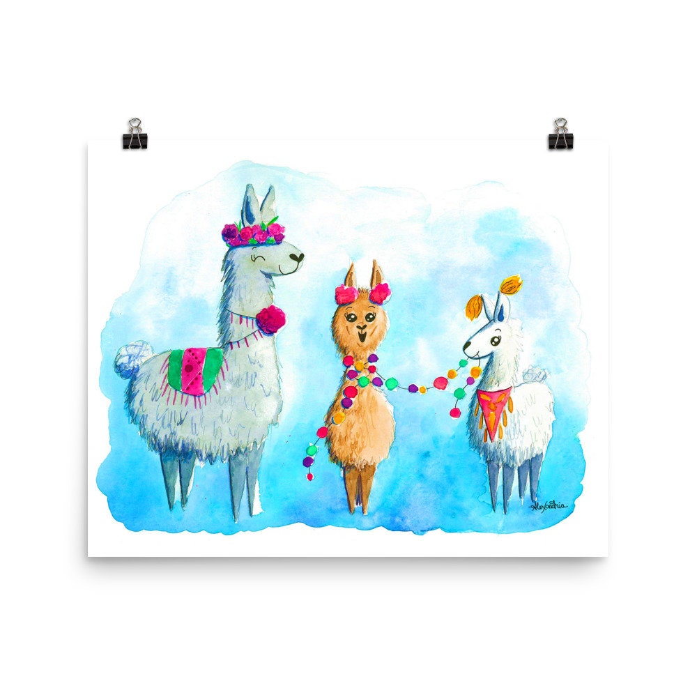 Llama Poster, Alpaca Wall Art, Mama Llama, Cute Kids Room Decor - Etsy