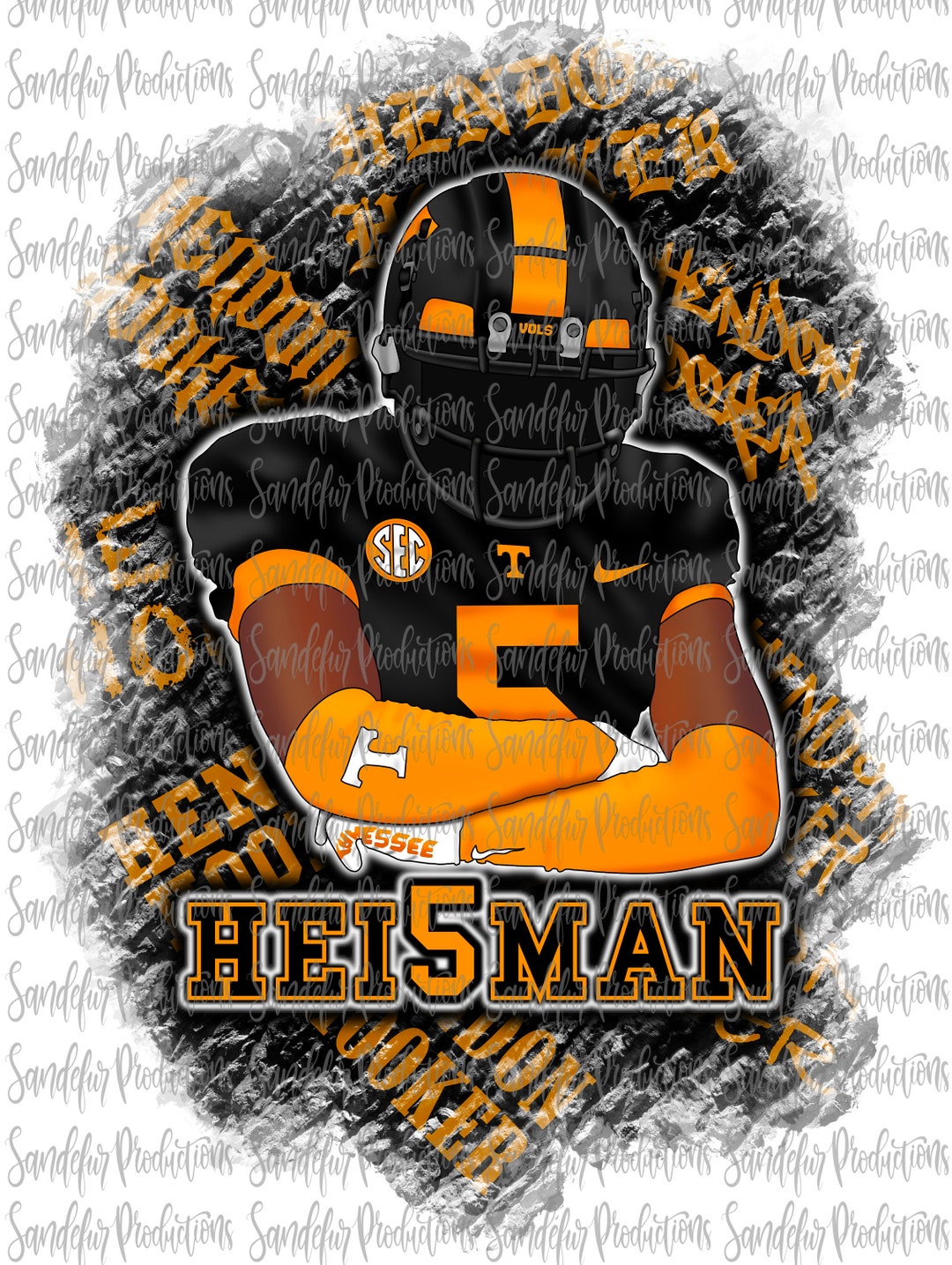 HEI5MAN Hendon Hooker Heisman Tennessee Digital Download Illustration ...