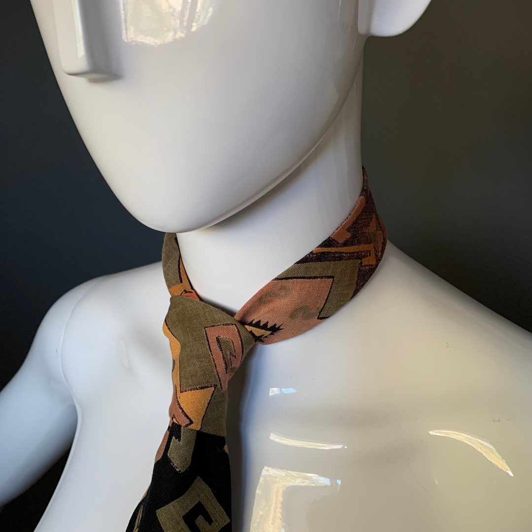 HALSTON / ORIGINAL / 100% Rayon / Pop Art / Abstract / Earth Tones ...