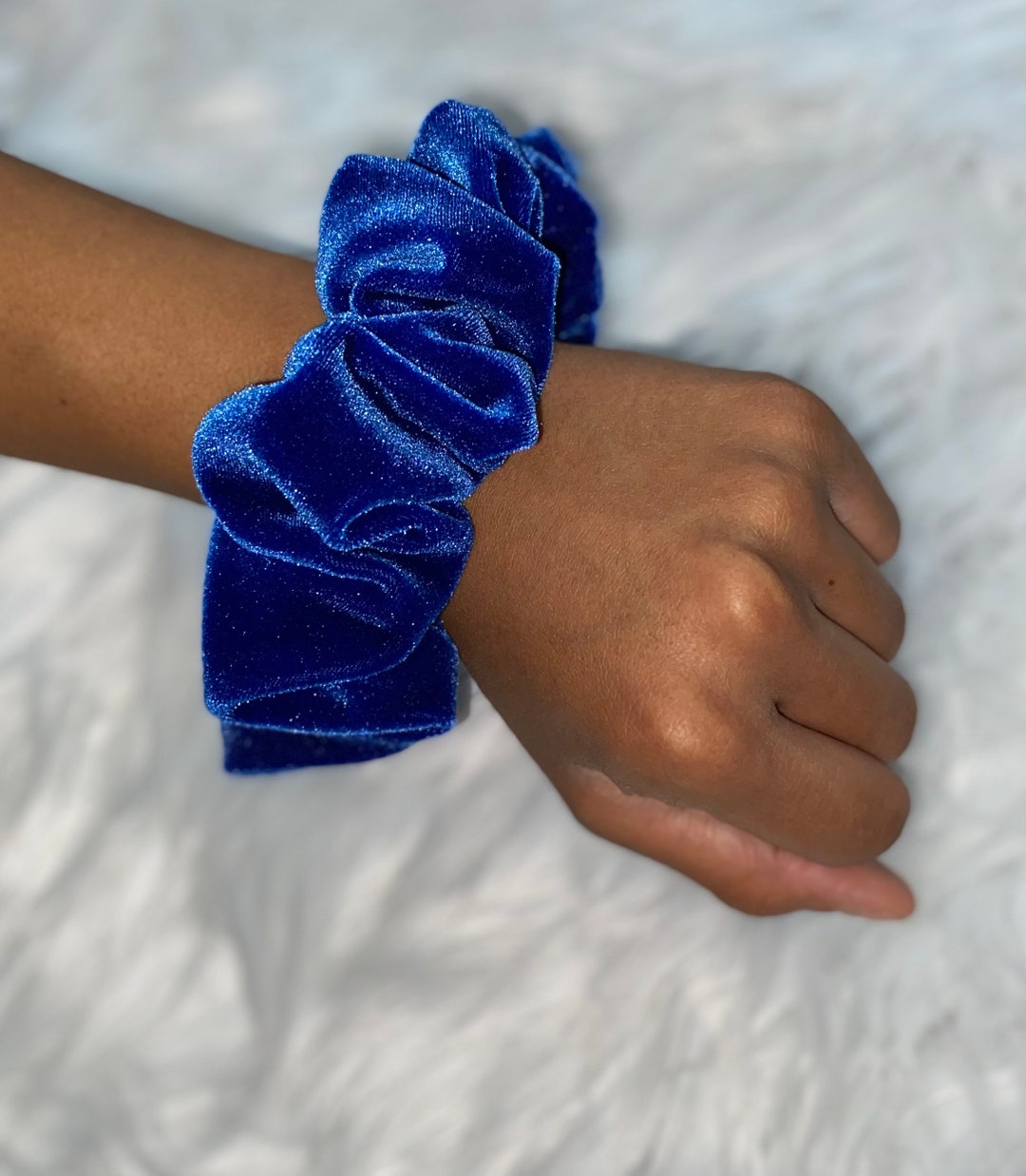 Royal Blue Velvet Scrunchies - Etsy