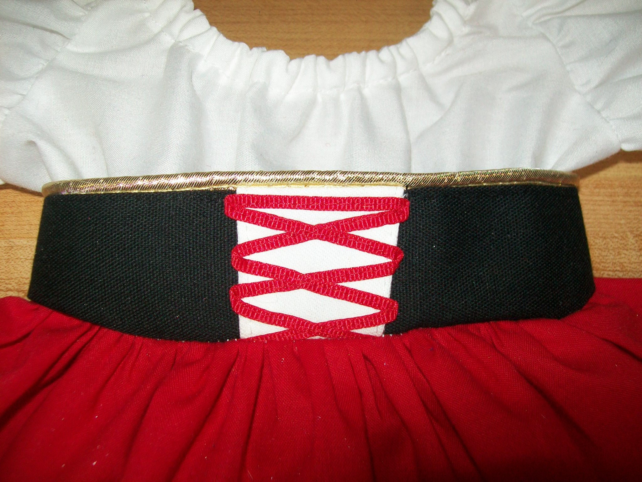 Italian Tarantella Folk Dress W/ Ribbons and Laced Girdle and Green ...