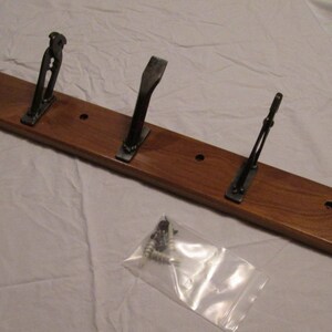Wall Mount Coat Rack - Vintage Tools and Teak Wood Base - Etsy