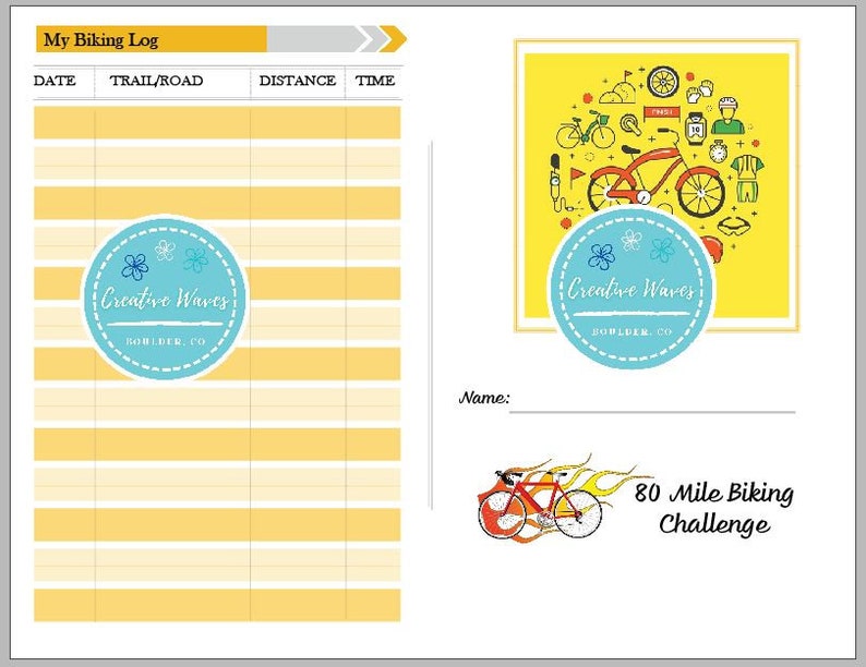 Kids Summer Biking Tracker Printable: Outdoor Activity Log (digital ...