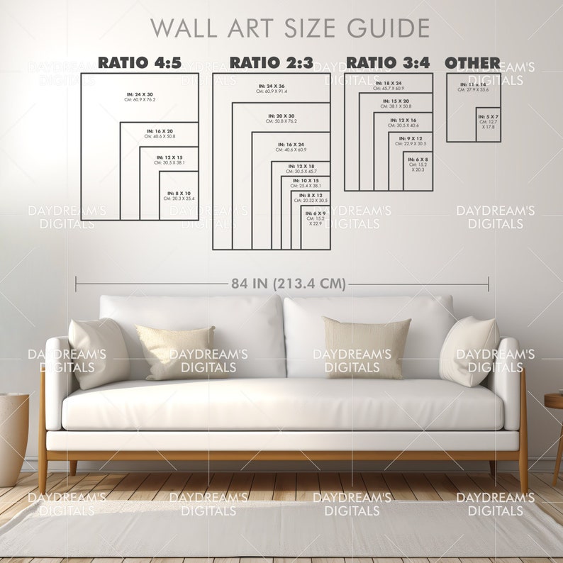 Wall Art Size Guide Print Size Guide Frame Size Chart Poster Size Guide ...