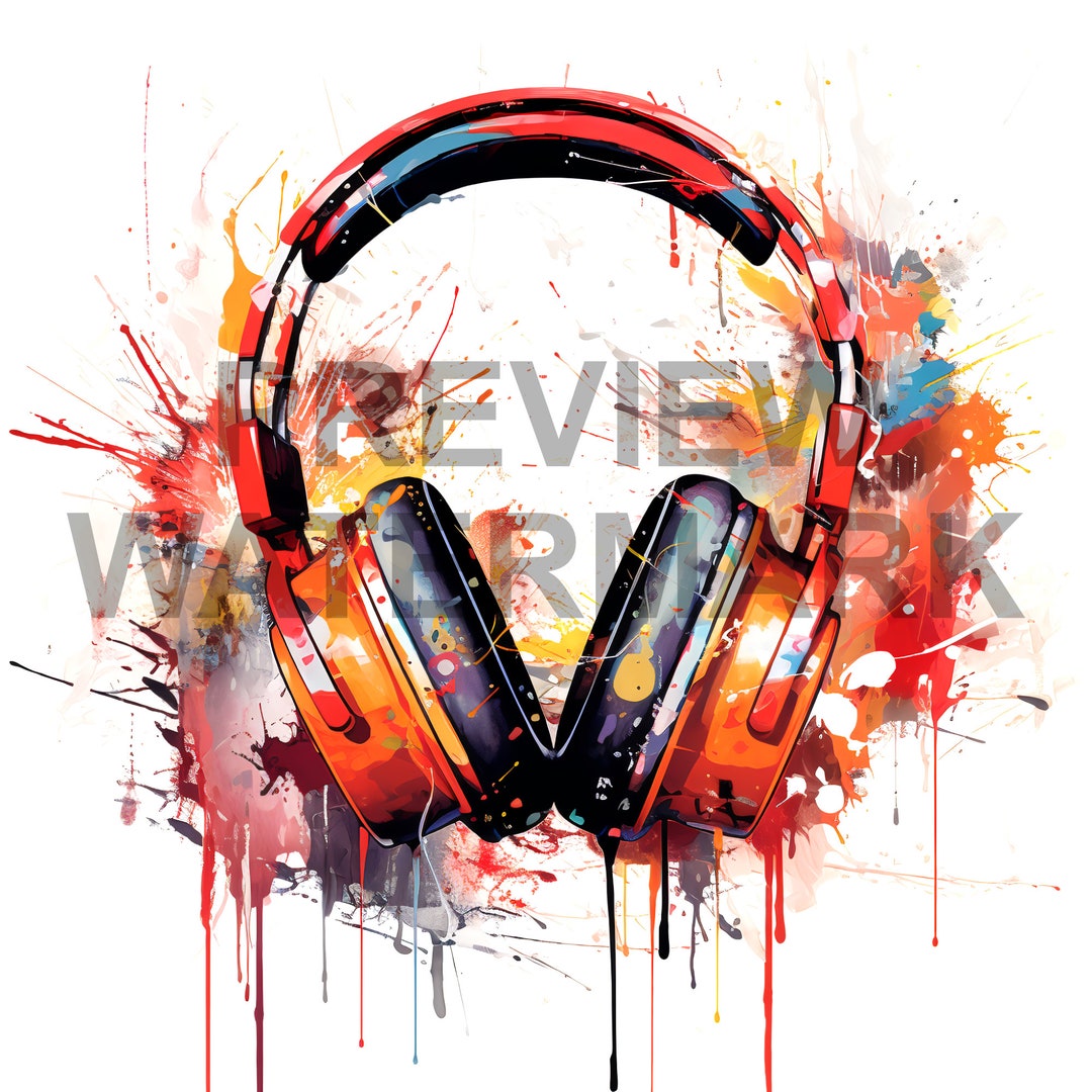 Dripping Headphones 4K Hi-res 300DPI Music Watercolor Art - Etsy