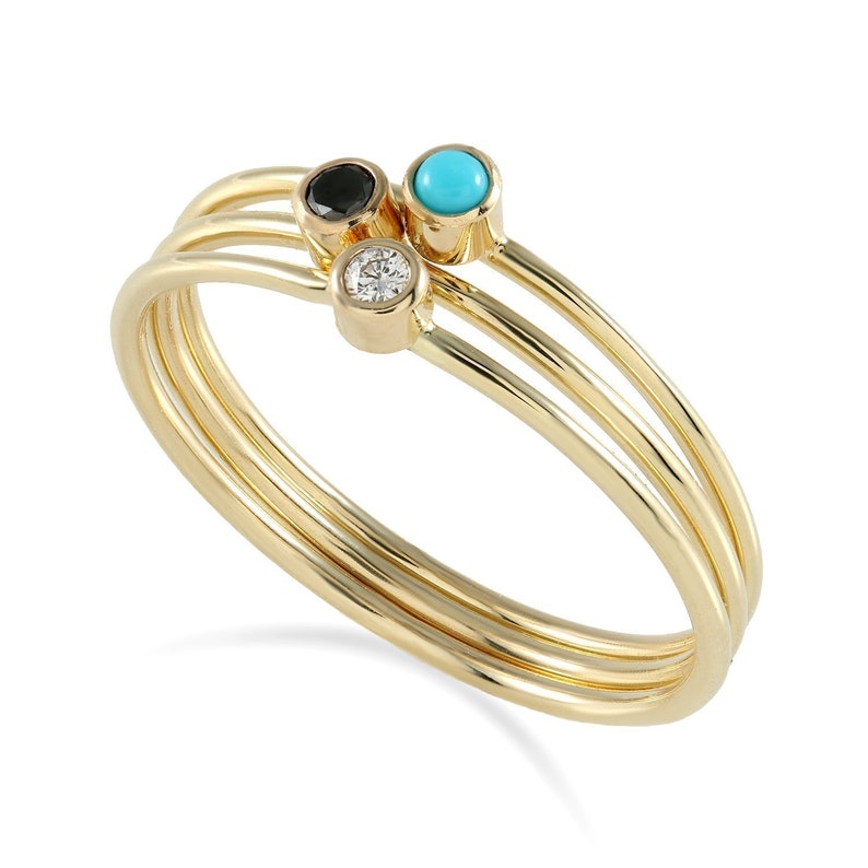 Tousiattar Diamond Ring Solitaire Stackable Thin Rings for - Etsy