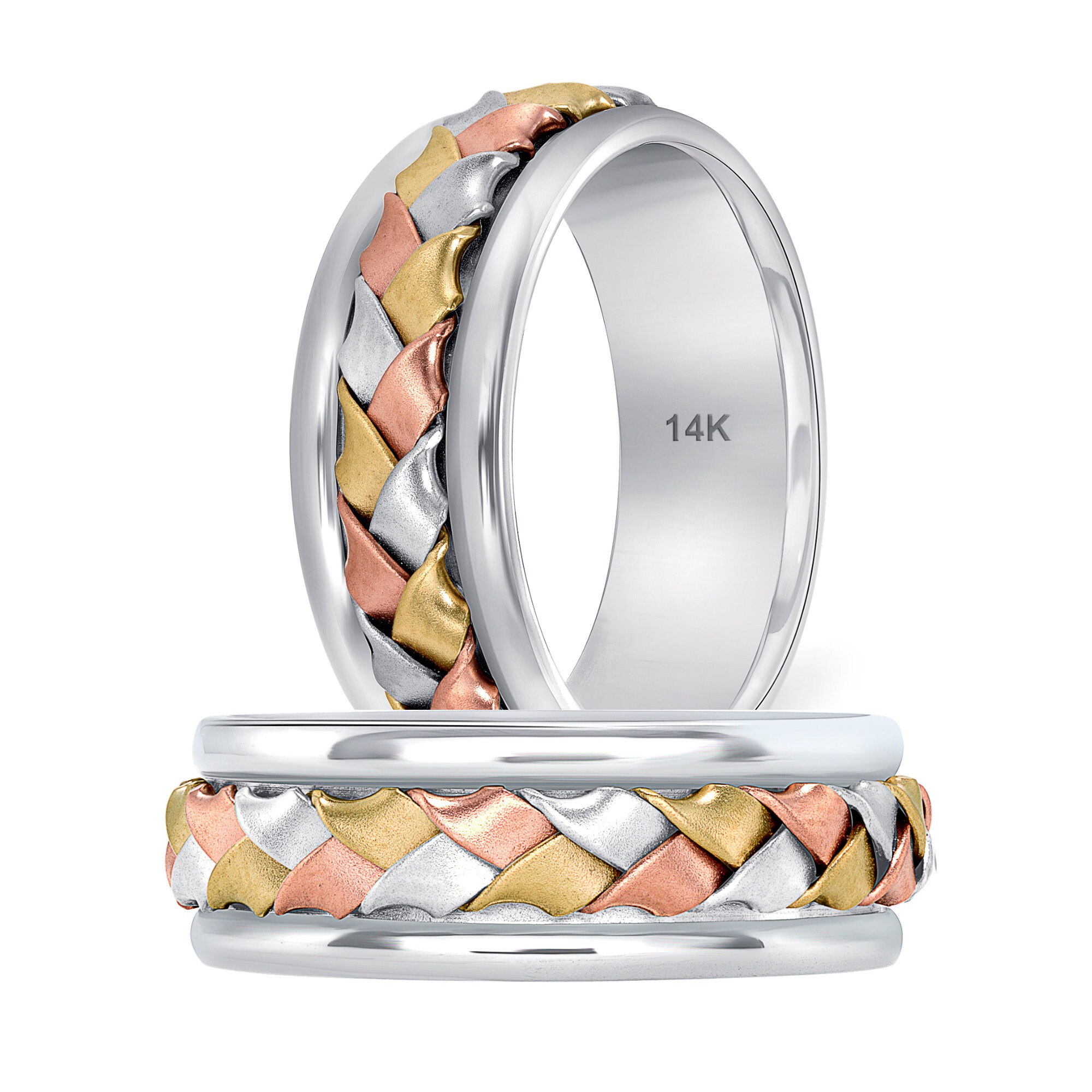 Tousiattar Tri Color Wedding Band 14k or 18k Handmade Gold - Etsy