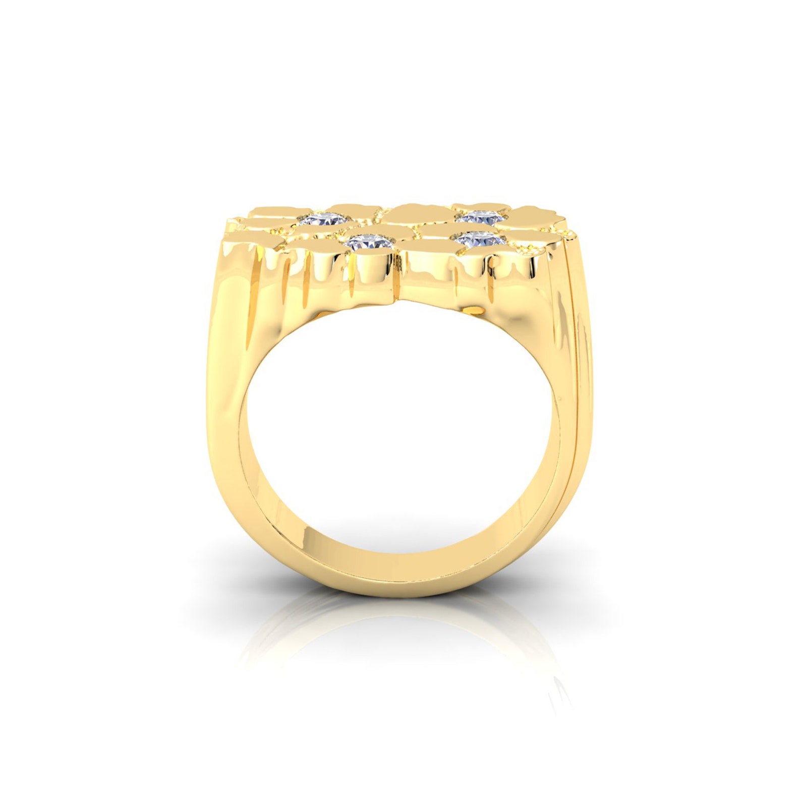 Solid Gold Nugget Ring Diamonds 18 Karat10k14k Yellow - Etsy