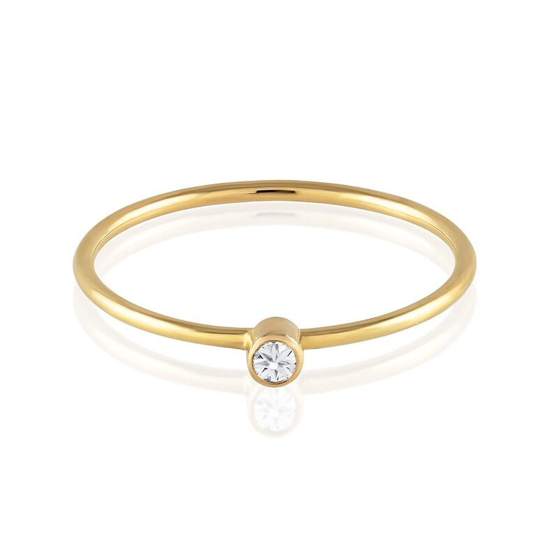 Tousiattar Diamond Ring Solitaire Stackable Thin Rings for - Etsy