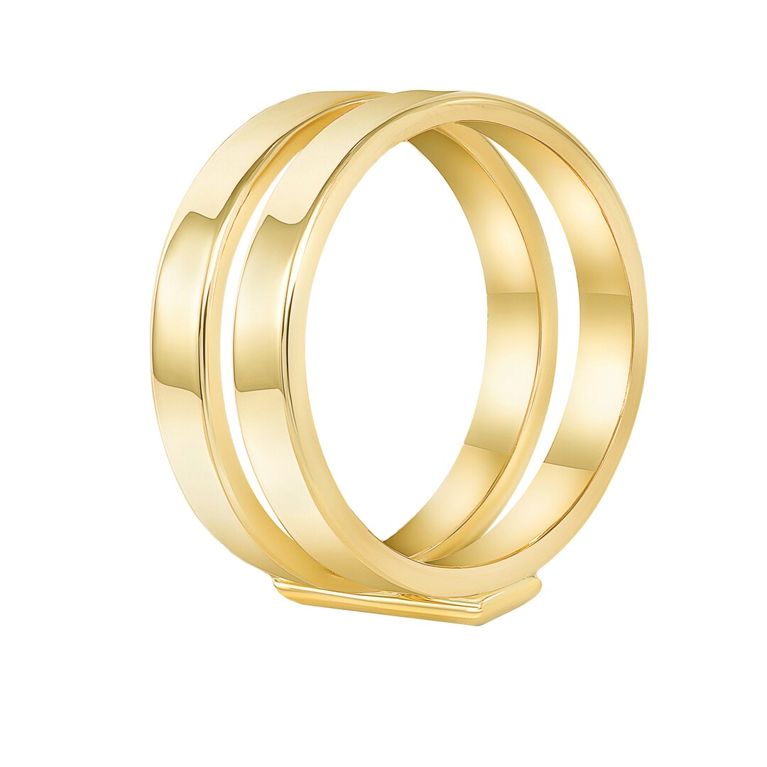 Tousiattar Double Ring 14k or 18k Rose White Yellow Gold Double Stack ...
