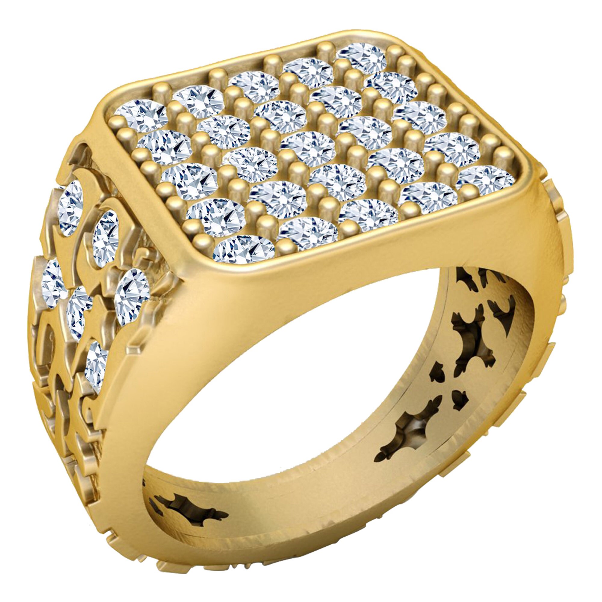 Men's Gold Nugget Diamond Ring Band 10k14k or 18 Karat | Etsy