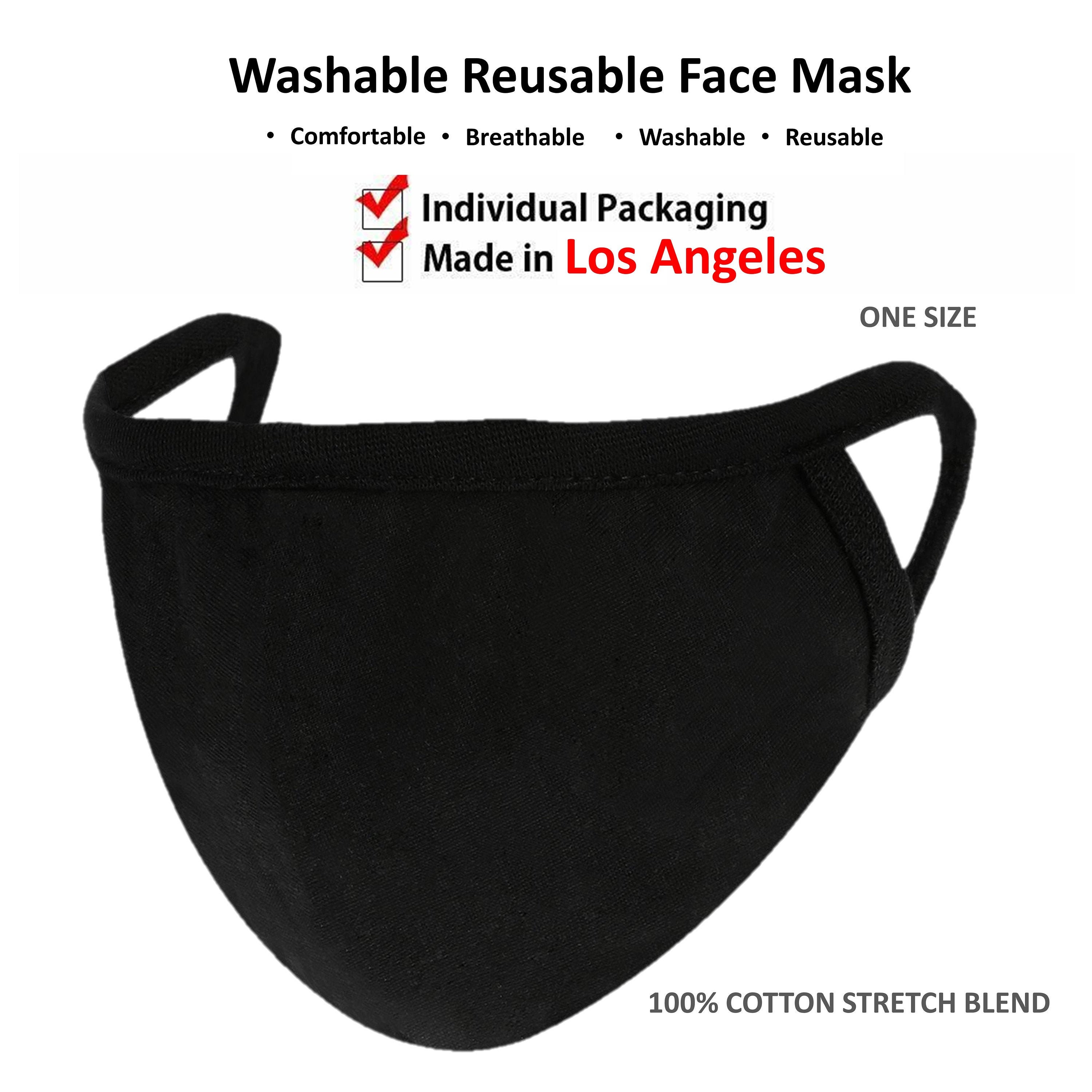 Unisex Face Mask Protect Reusable 100% Cotton Blend Comfy Washable Made ...