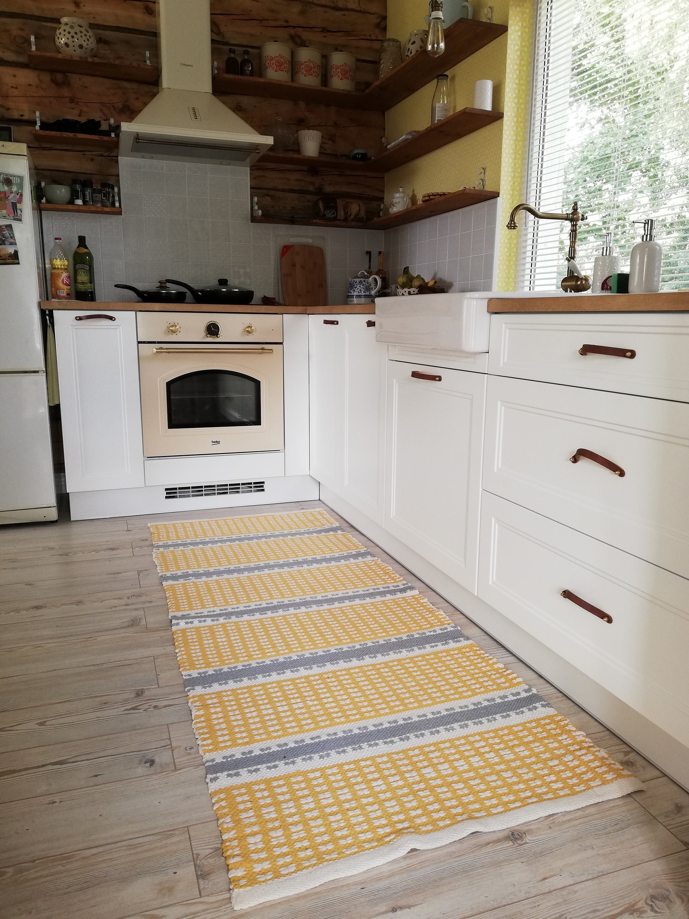 Yellow kitchen rug store