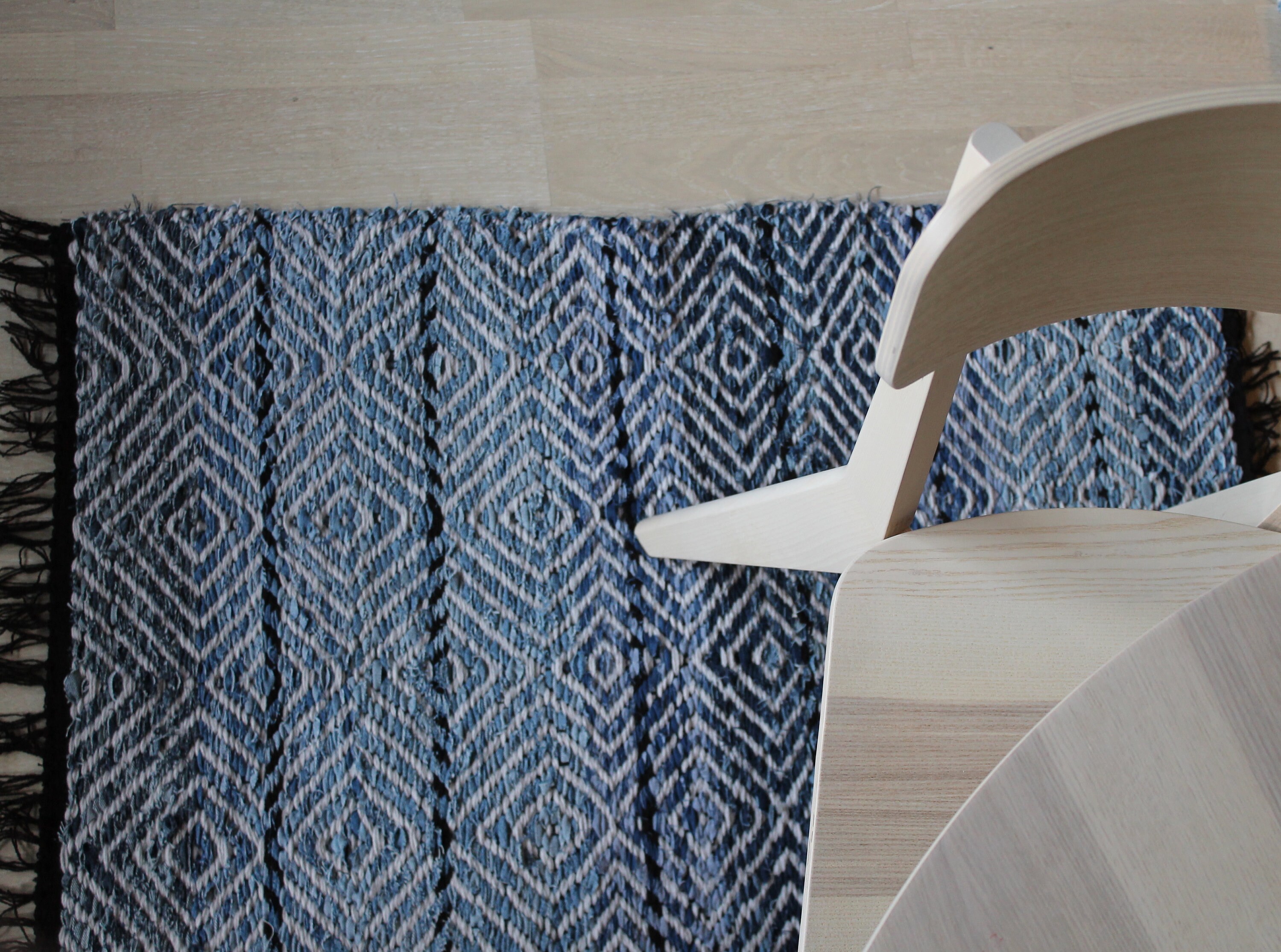 Denim Blue Rug /handwoven Kitchen Cotton Rug / Boho Denim Washable ...