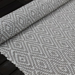 Linen and Natural White Runner Rug / Multiple Sizes Handwoven Cotton ...