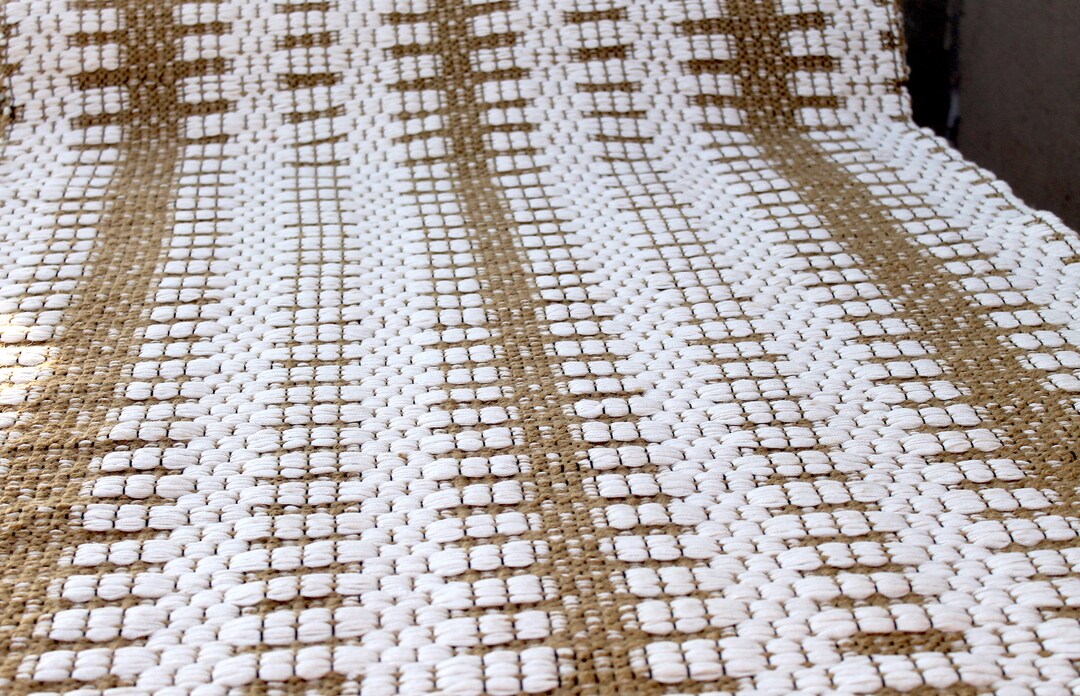 Natural White and Beige Cotton Rug / Scandinavian Stile Rug Runner ...