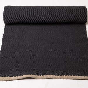 Black Floor Rug, Multiple Sizes Black Kitchen Rug, Black Bedside Rug ...