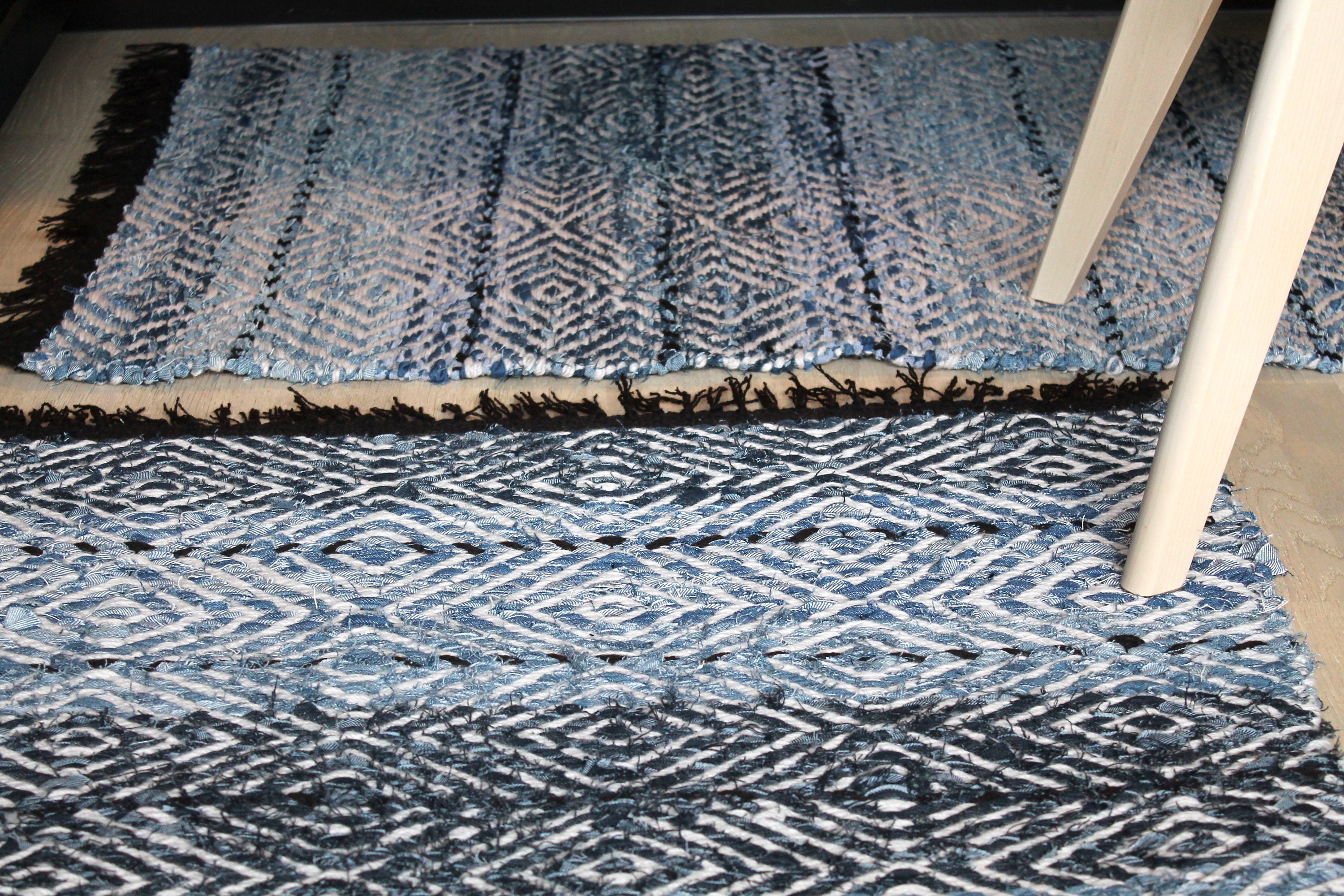 Denim Blue Rug /handwoven Kitchen Cotton Rug / Boho Denim Washable ...