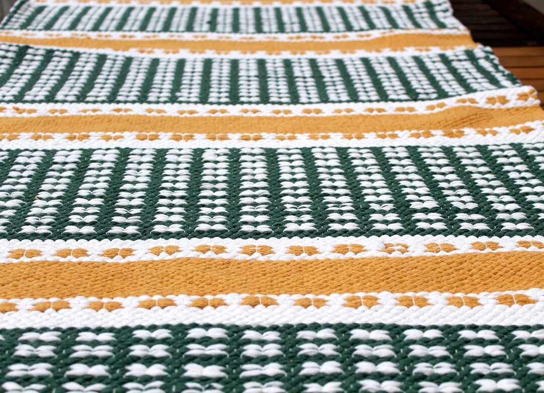Green Striped Cotton Kitchen Runner Rug: Scandinavian Style - Etsy