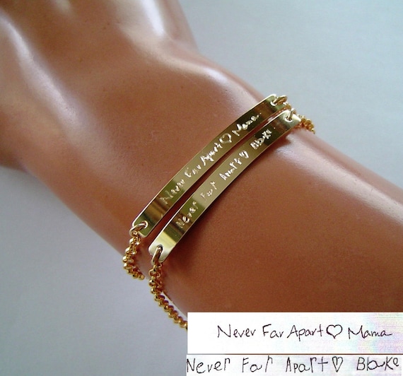 Gold bar BraceletHandwritten Bar braceletHandwriting | Etsy