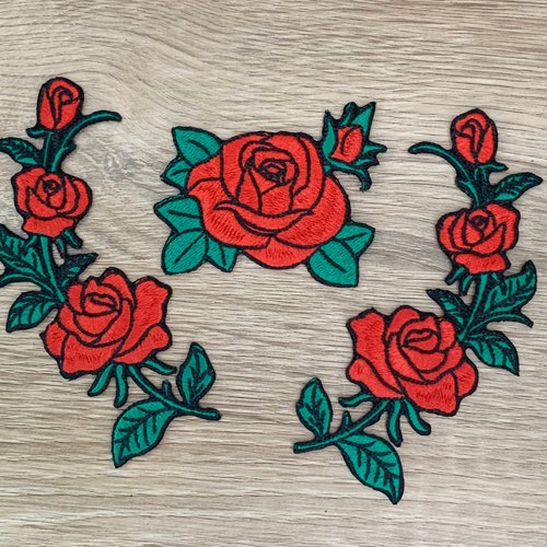 Set of 3 Pc Roses Iron on Patch Rose Patches Flower Patches - Etsy