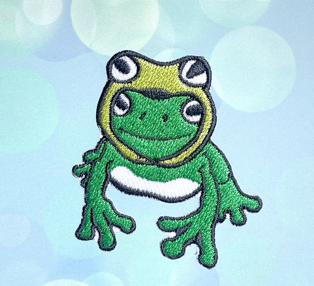 Frog With Cap Iron on Patch Frog Patches Iron on Patches, Applique ...