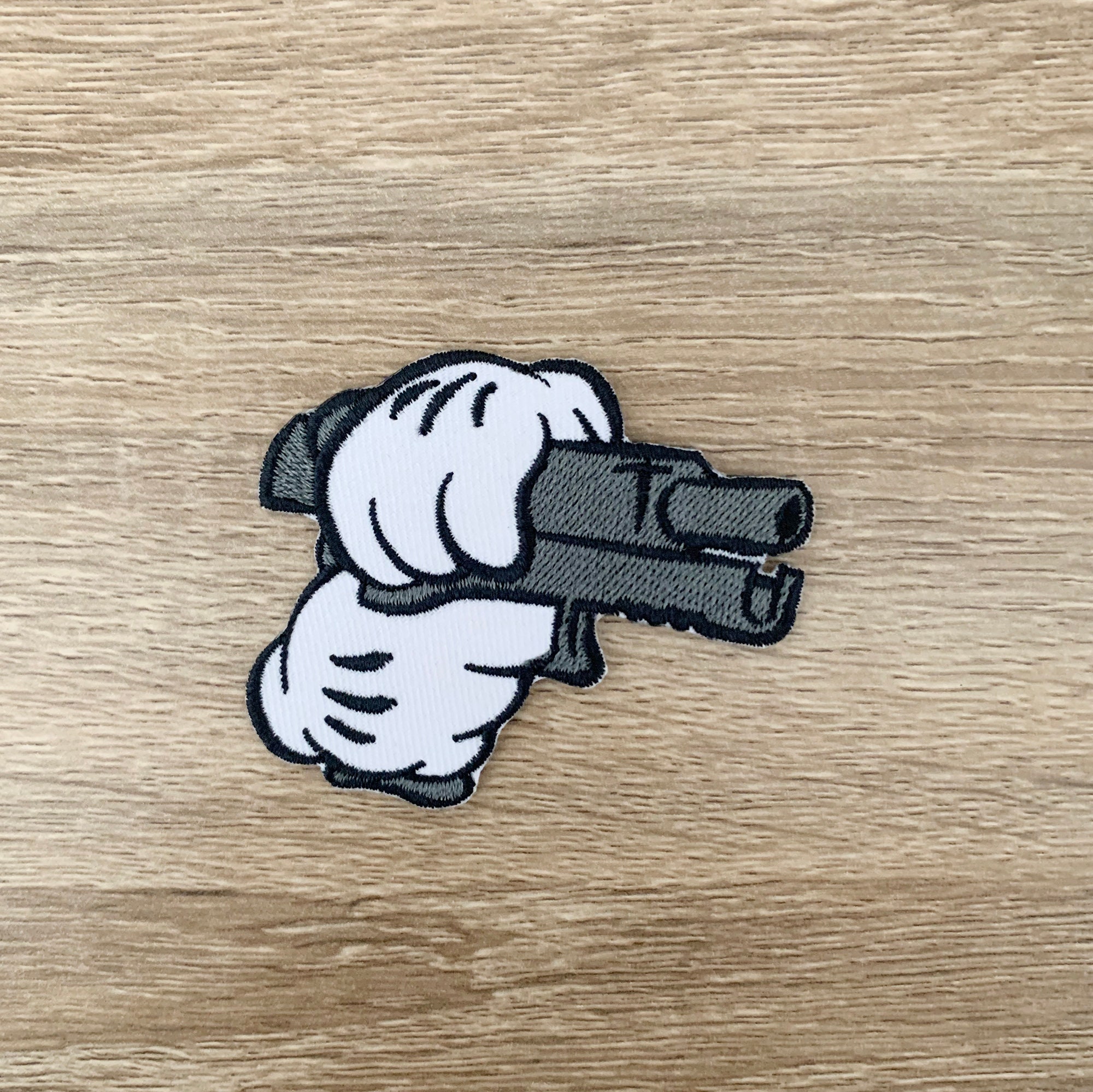 Mickey Gun Iron on Patch Mickey Gun Patches Disney Patches | Etsy