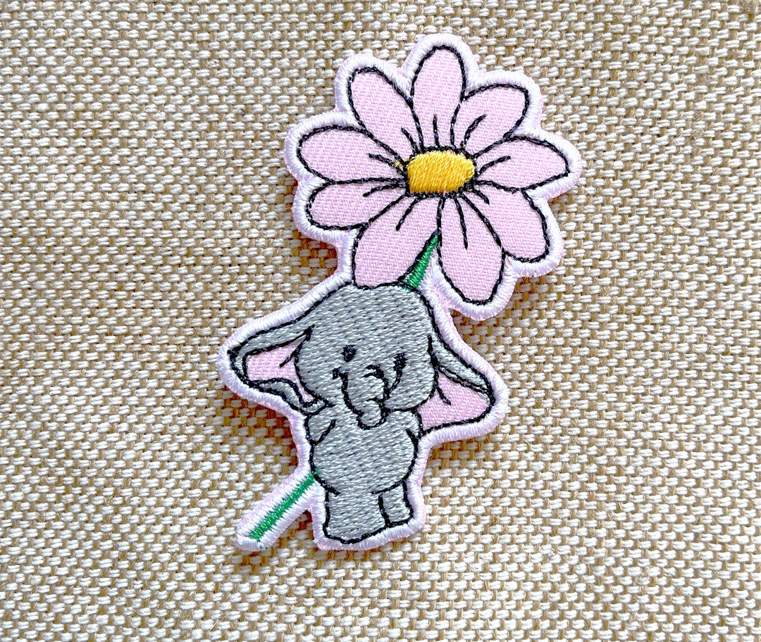 Elephant Iron on Patch Flower Patches, Elephant Patches Iron on ...