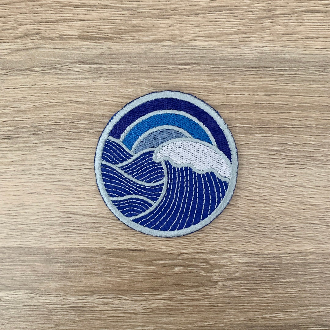 Wave Embroidered Iron on Patch: Ocean Applique (2.5" X 2.5") - Etsy
