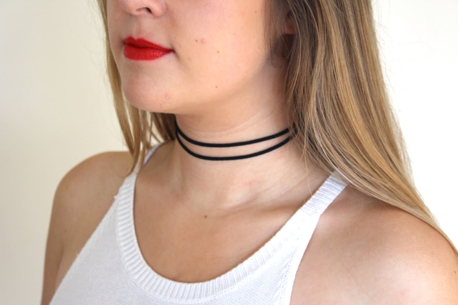 Thin Simple Leather Choker. Black Festival Necklace. Boho Choker ...