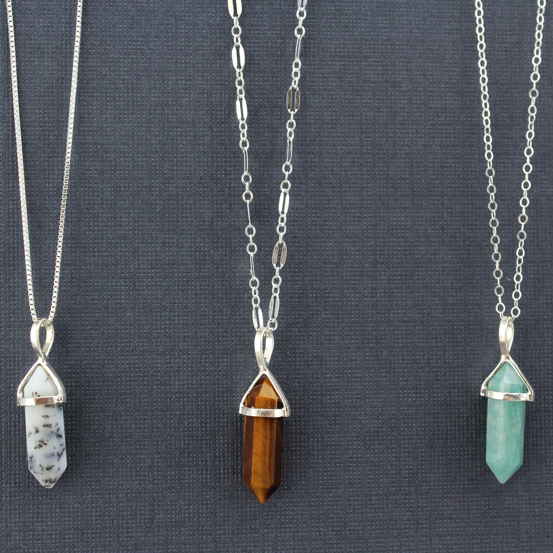 Healing Crystal Necklace. Small Crystal Point Necklace. Small Silver ...