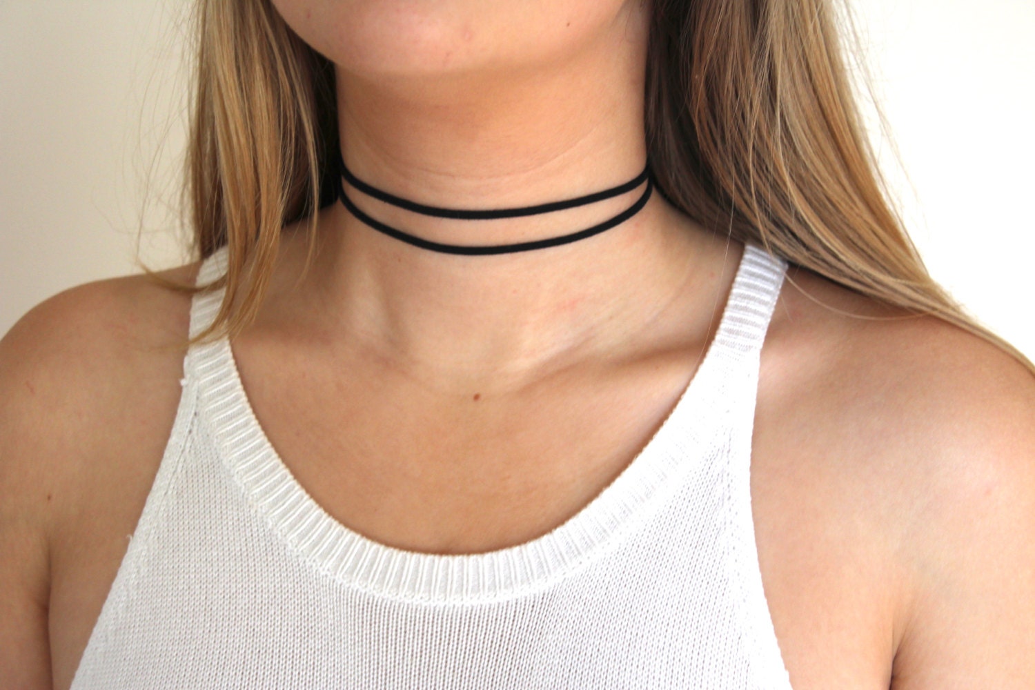 Thin Simple Leather Choker. Black Festival Necklace. Boho Choker ...