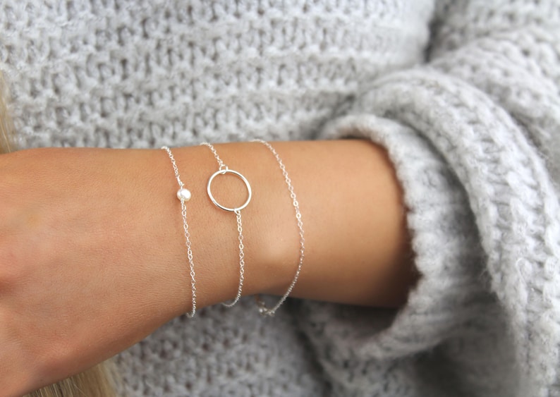 Thin Sterling Silver Bracelet. Minimalist Everyday Bracelet. Simple ...