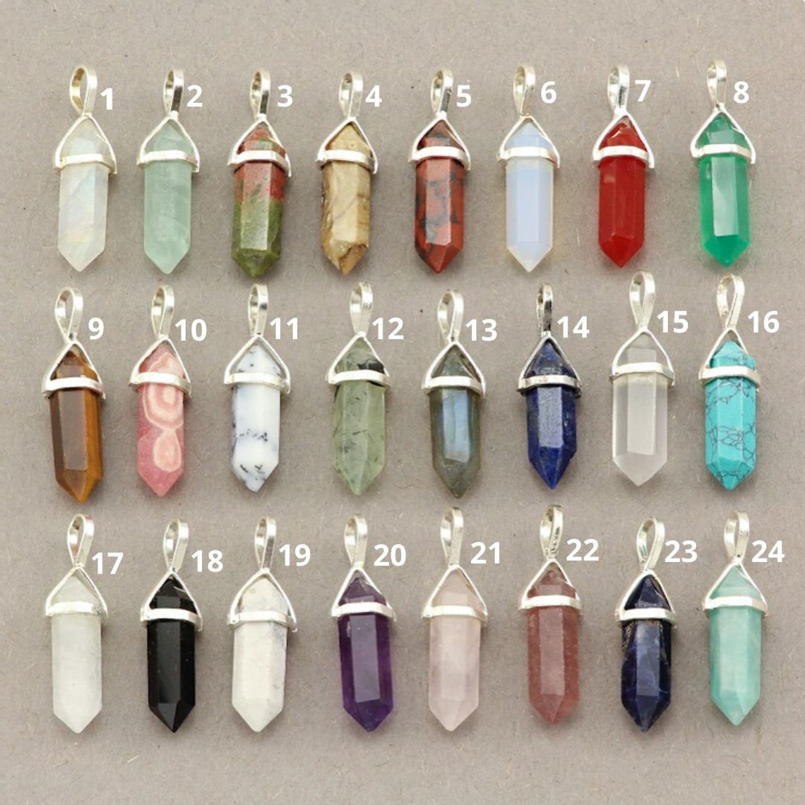 Healing Crystal Necklace. Small Crystal Point Necklace. Small Silver ...