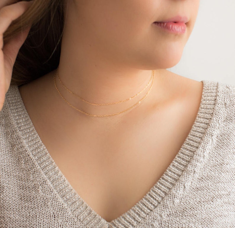 Dainty Choker Necklace. Gold Layering Necklace. Simple | Etsy