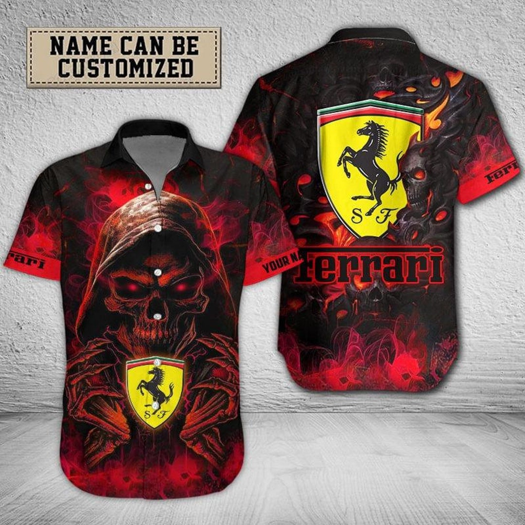 Ferrari Logo Hawaiian Shirt Ferrari Personalized Hawaiian - Etsy