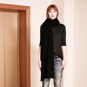Cashmere Scarf Knitted, Black Cashmere Scarf, Black Long Knit Scarf ...
