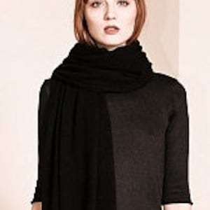 Cashmere Scarf Knitted, Black Cashmere Scarf, Black Long Knit Scarf ...