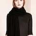 Cashmere Scarf Knitted, Black Cashmere Scarf, Black Long Knit Scarf ...