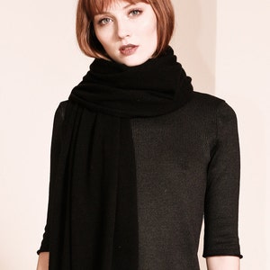 Cashmere Scarf Knitted, Black Cashmere Scarf, Black Long Knit Scarf ...