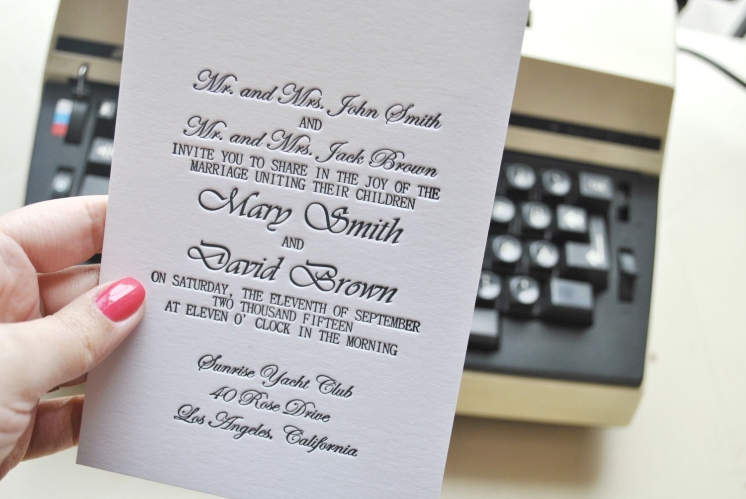 Custom Letterpress Wedding Invitations; Letterpress RSVP Cards ...