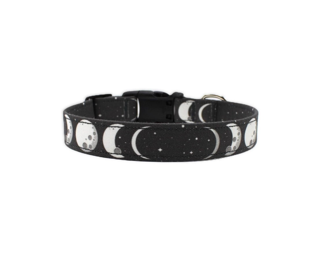 Moon Phases Dog Collar: Handmade Cotton Lunar Design Fabric - Etsy