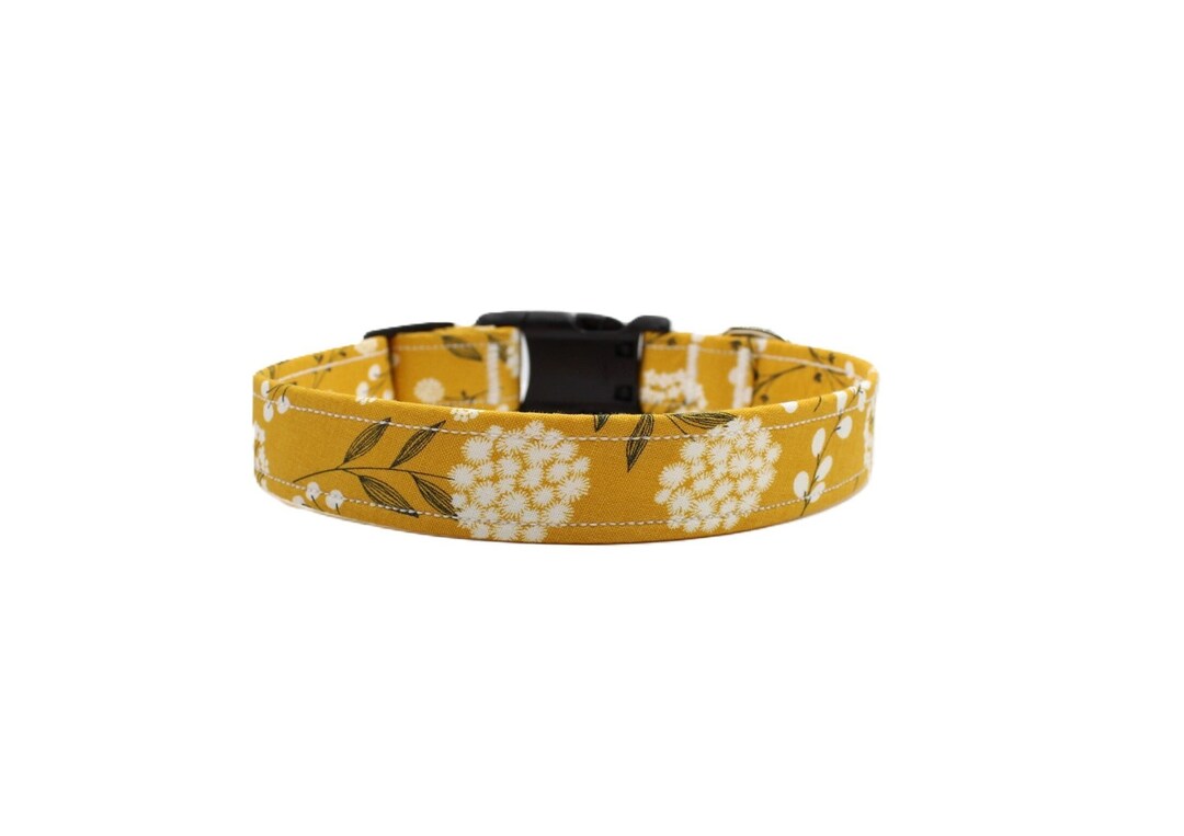 Dandelion Mustard Color Dog Collar: Adjustable, Handmade - Etsy