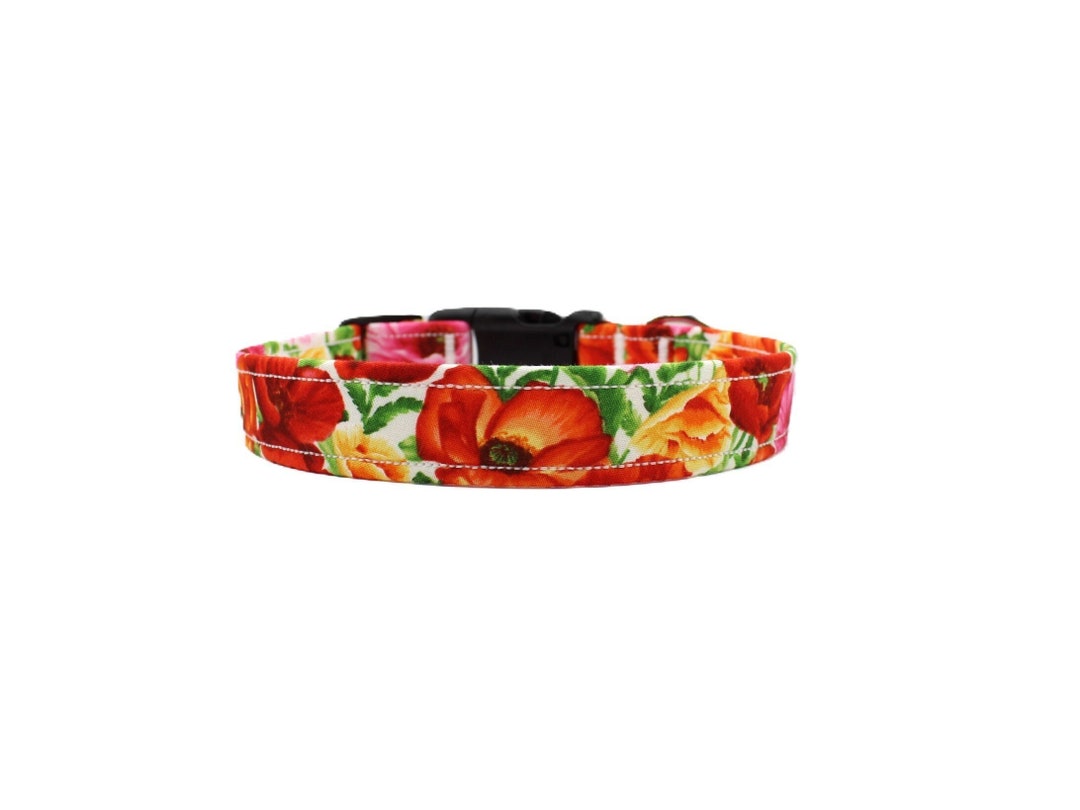 Poppy Flowers Asjustable Dog Collar, Poppy, Dog Collar, Dog Collars ...