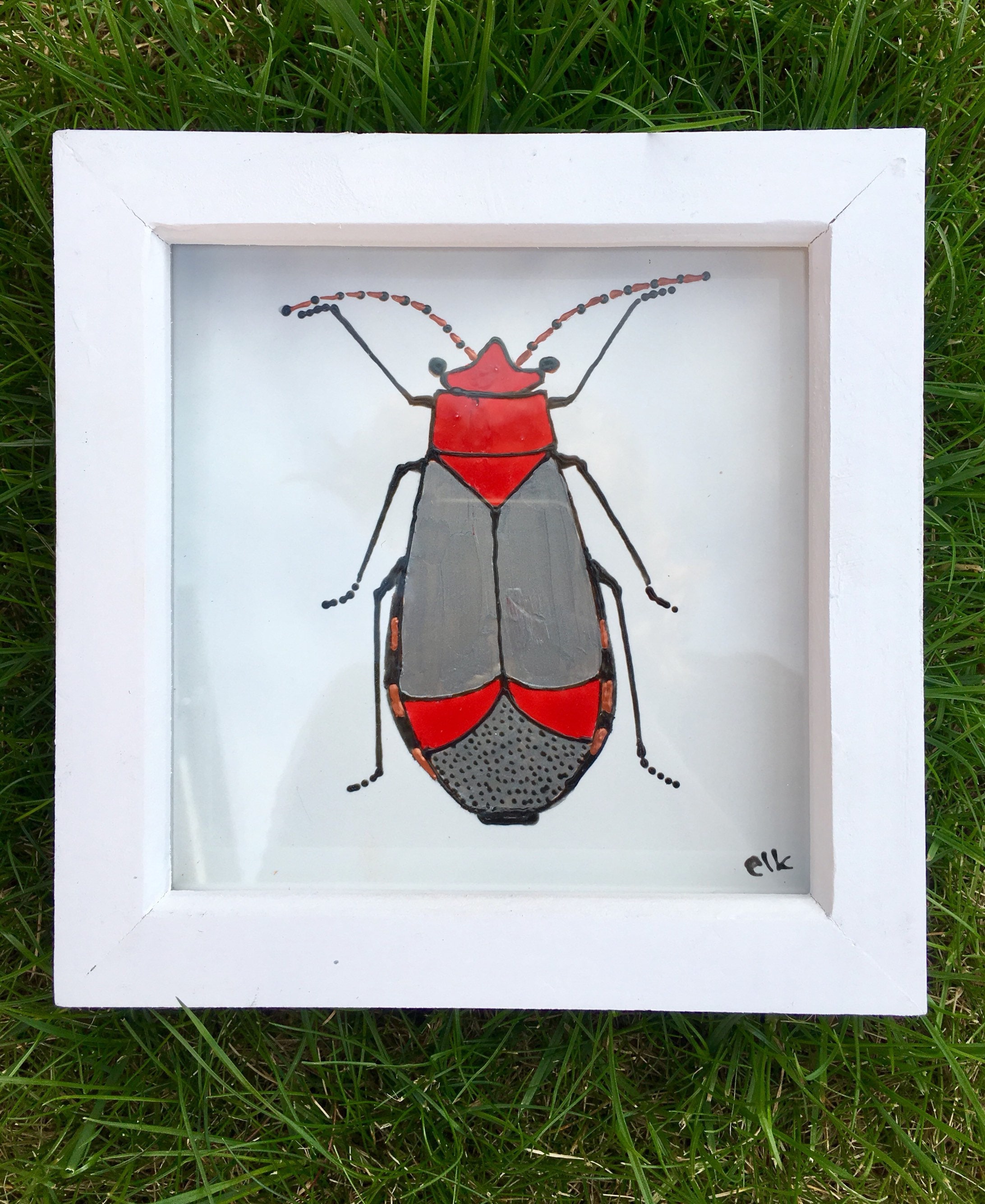 Red and Silver Bug Original Ceramic Tile Painting - Etsy
