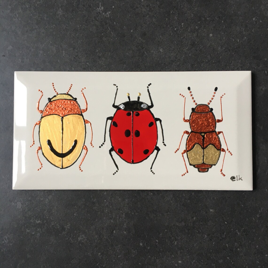 Triple Insect Original Ceramic Tile Painting Splashback | Etsy UK