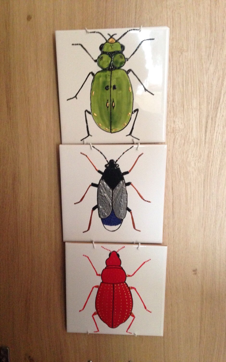 Red and Silver Bug Original Ceramic Tile Painting - Etsy