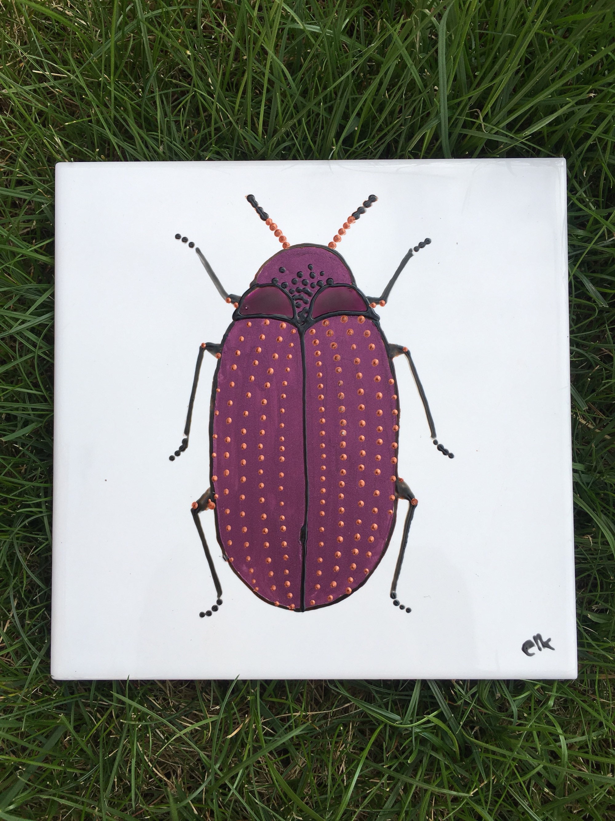 Purple Weevil Original Ceramic Tile Painting Splashback - Etsy