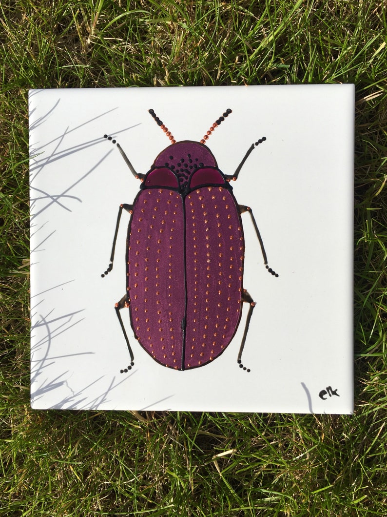 Purple Weevil Original Ceramic Tile Painting Splashback - Etsy