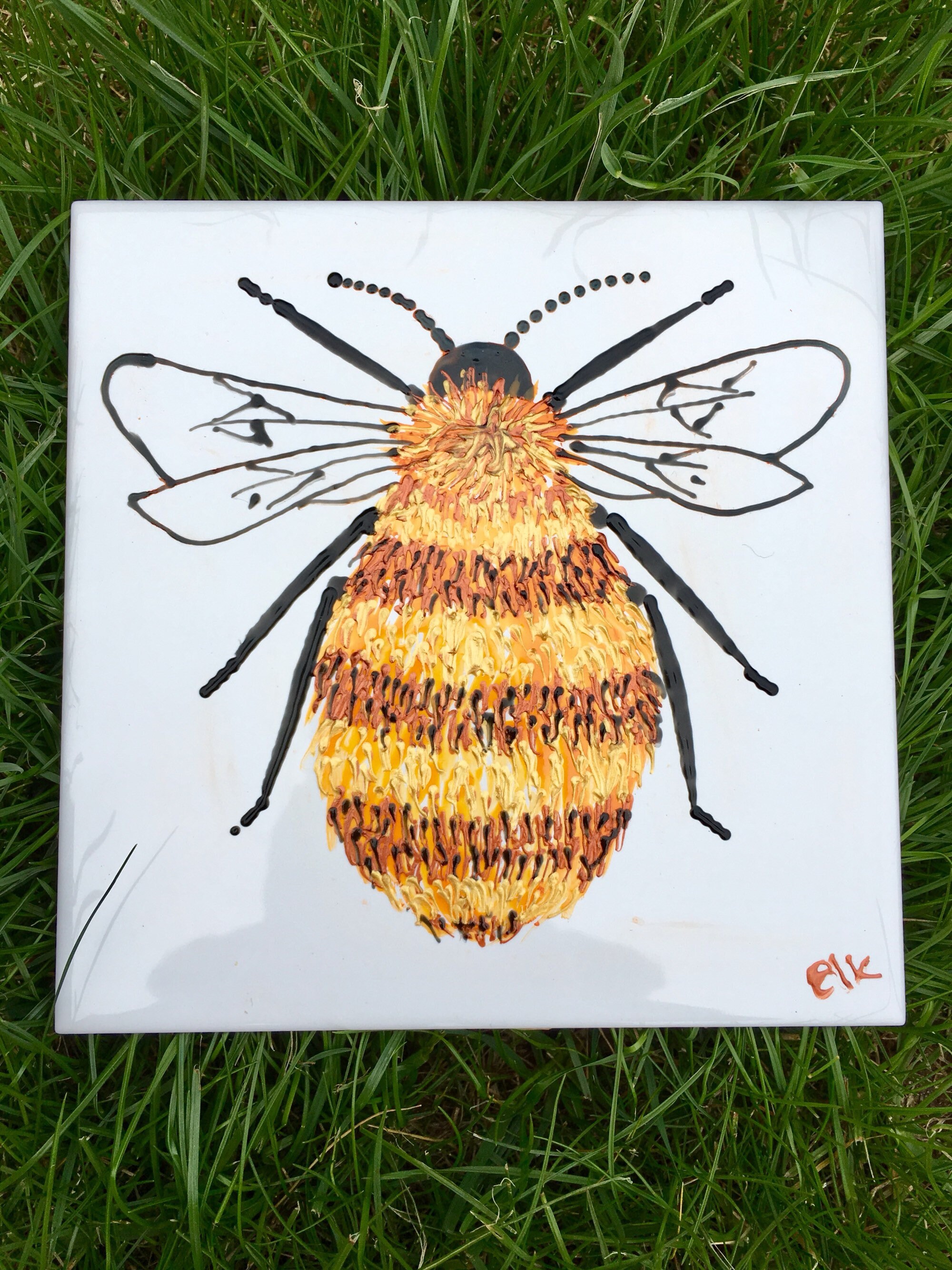 Buy Bumble Bee Original Ceramic Tile Painting, Splashback Wall Art ...